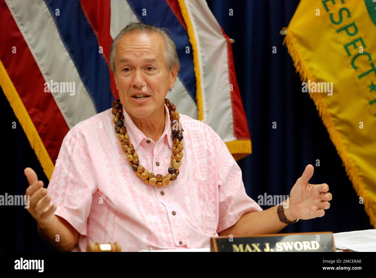 FILE - Honolulu Police Commission Chairman Max Sword speaks during a ...