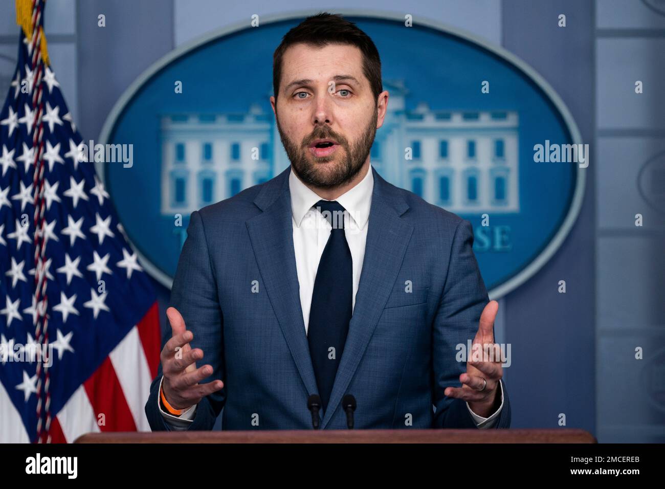 National Economic Council director Brian Deese speaks during a press ...
