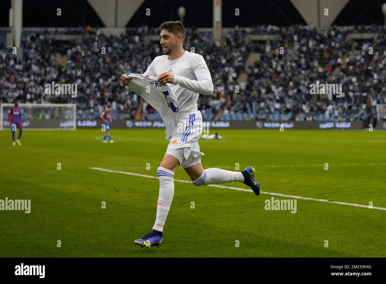 Real Madrid's Federico Valverde celebrates after a goal during the ...