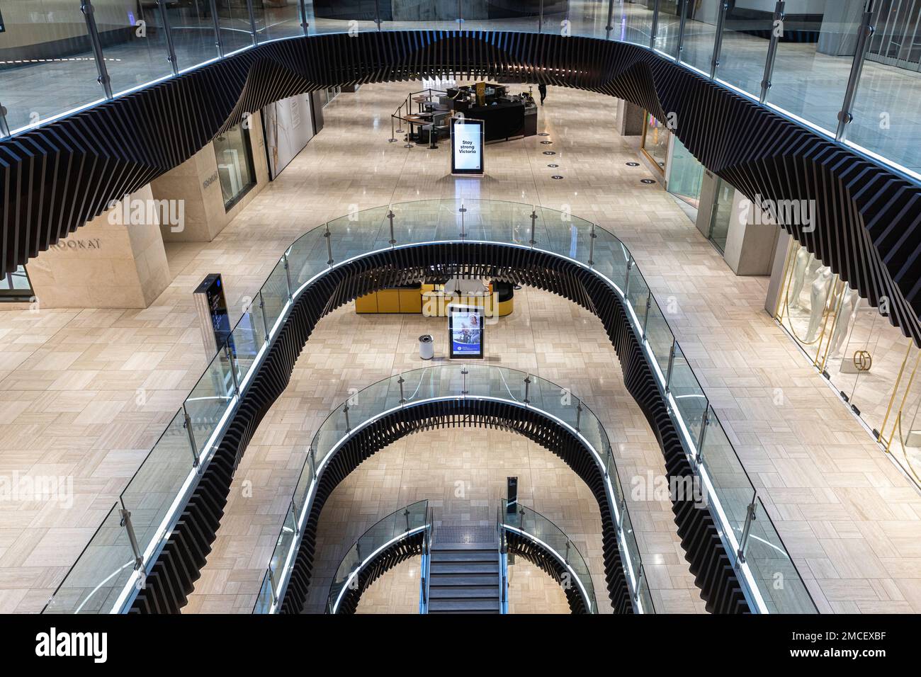 FILE - An empty shopping mall is seen void of customers during lockdown ...