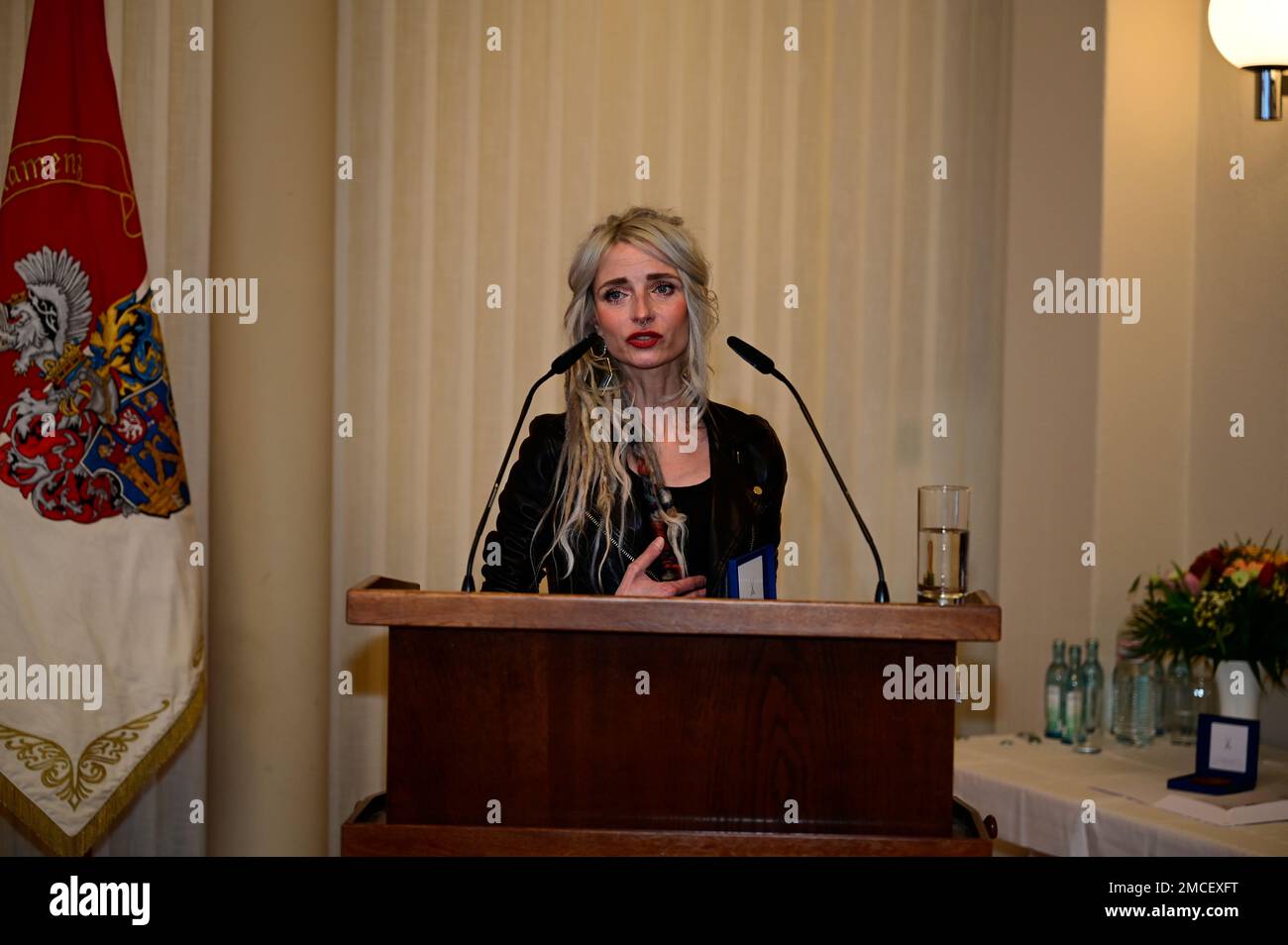 Sarah Lesch bei der Preisverleihung des Lessing-Förderpreises 2023 im ...