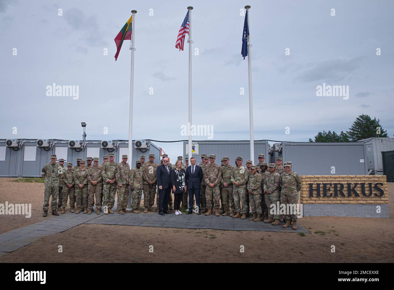 Christine Wormuth, U.S. Secretary of the Army, takes a group photo with ...