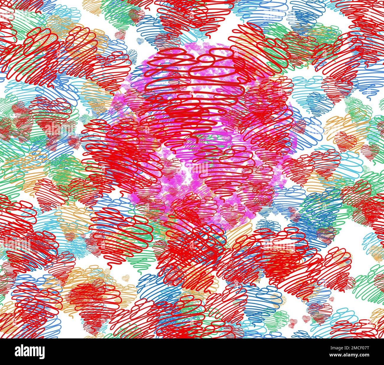 Heart line art seamless pattern on white background Stock Photo - Alamy