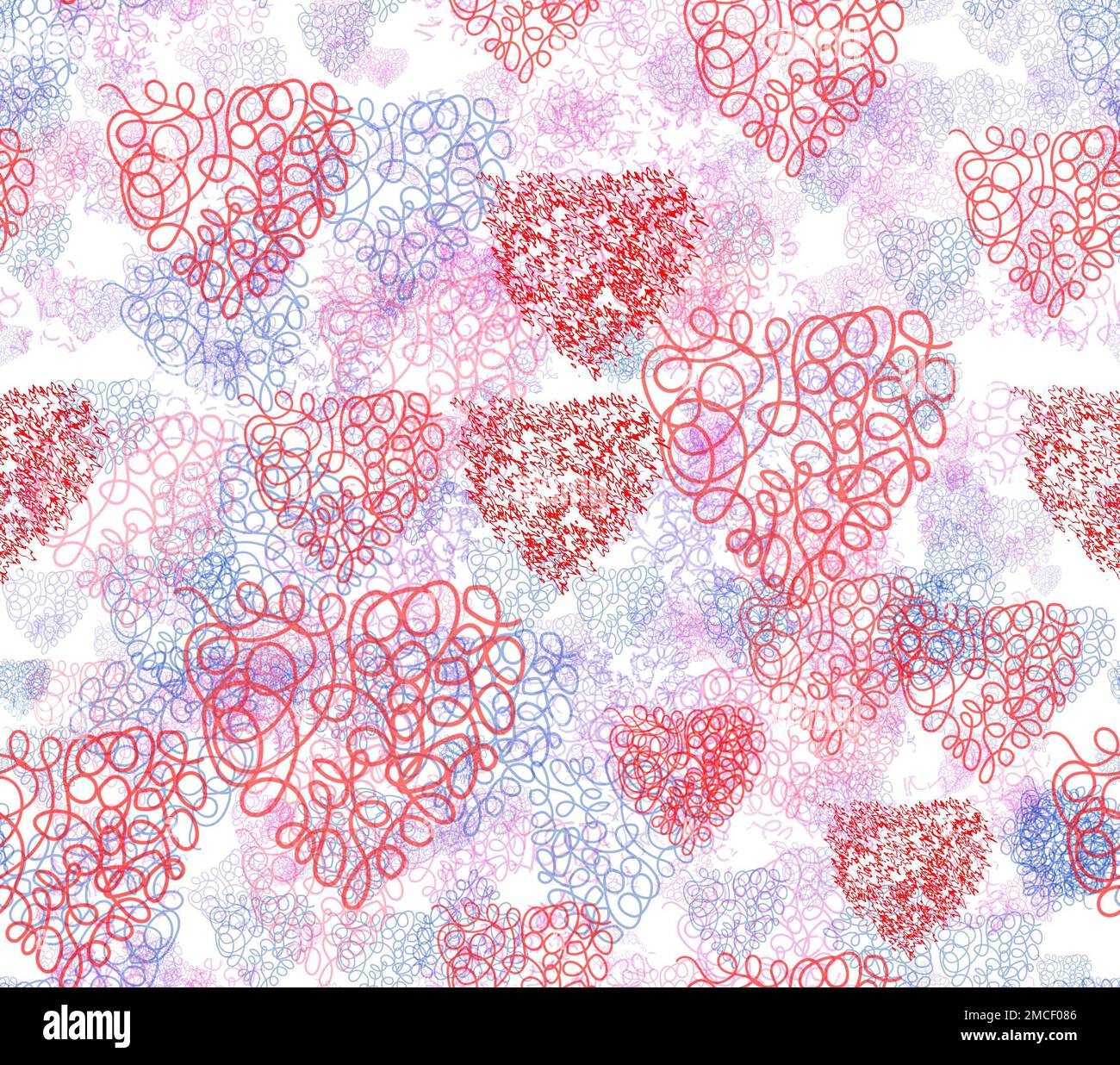 Heart line art seamless pattern on white background Stock Photo - Alamy