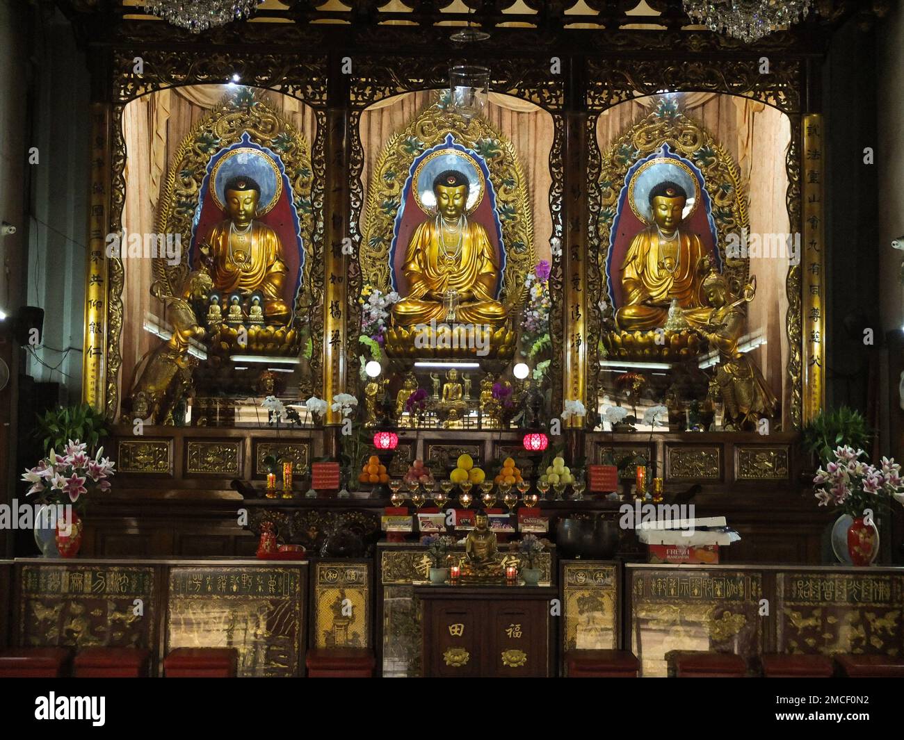 Manila, Philippines. 21st Jan, 2023. Three Buddha statues seen at the ...