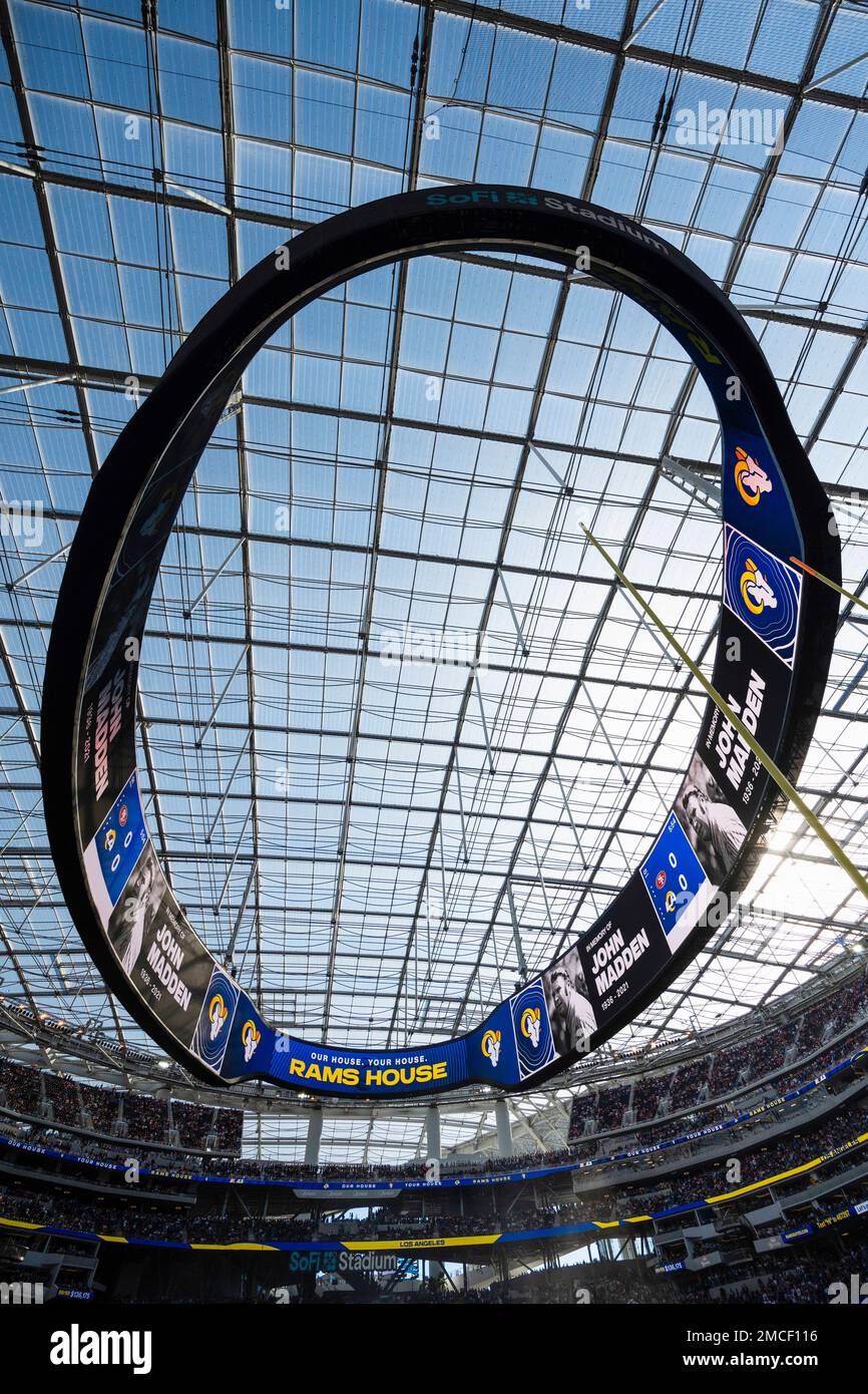 A picture of John Madden is shown at SoFi Stadium before an NFL ...