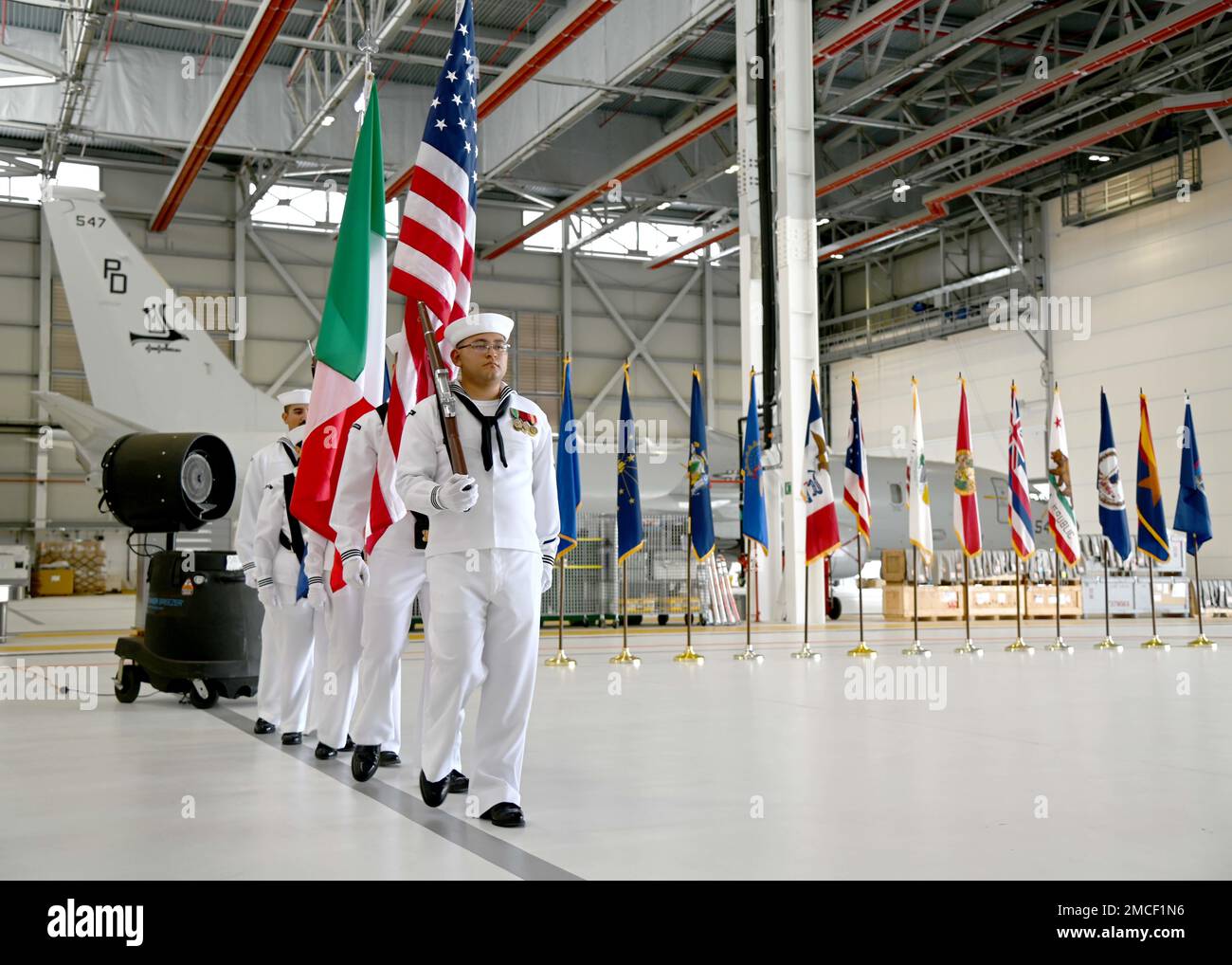 220630-N-OX321-2047 NAVAL AIR STATION SIGONELLA, Italy (June 30, 2022) – The color guard parade ...