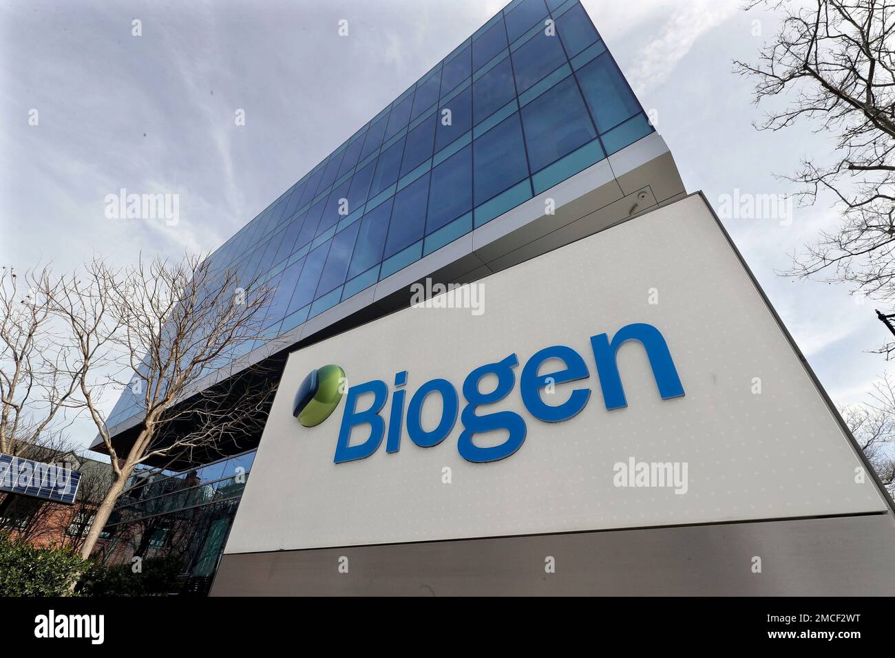 FILE - The Biogen Inc., headquarters is shown March 11, 2020, in ...