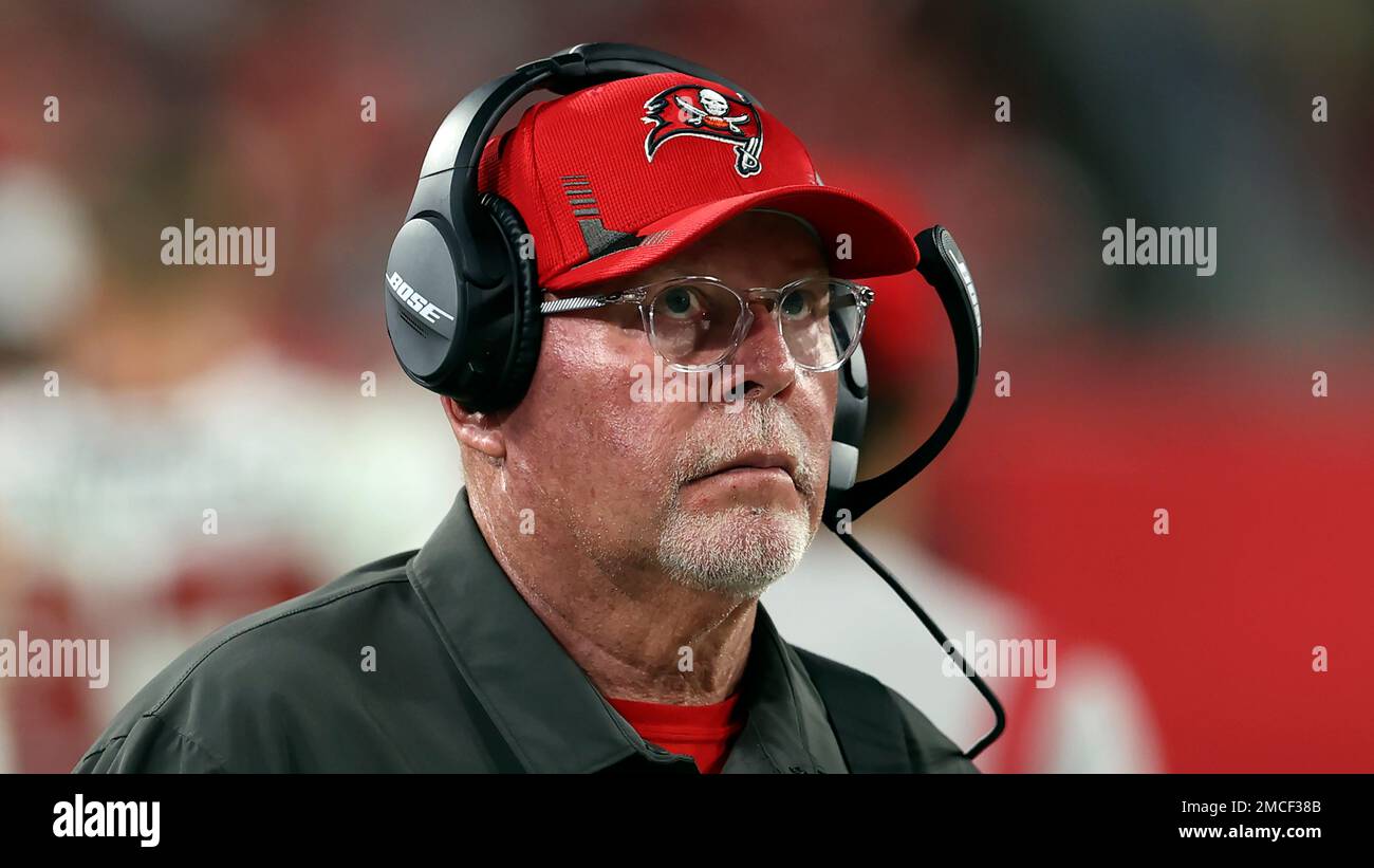 Tampa Bay Buccaneers head coach Bruce Arians watches play against the ...
