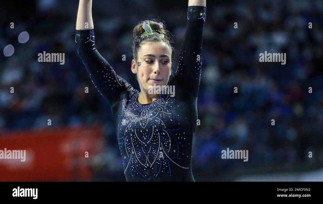 Florida's Leah Clapper competes on the balance beam during an NCAA ...