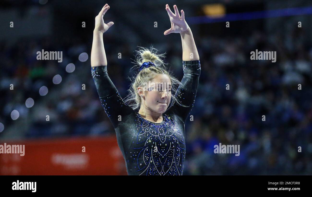 Florida's Payton Richards competes on the balance beam during an NCAA ...
