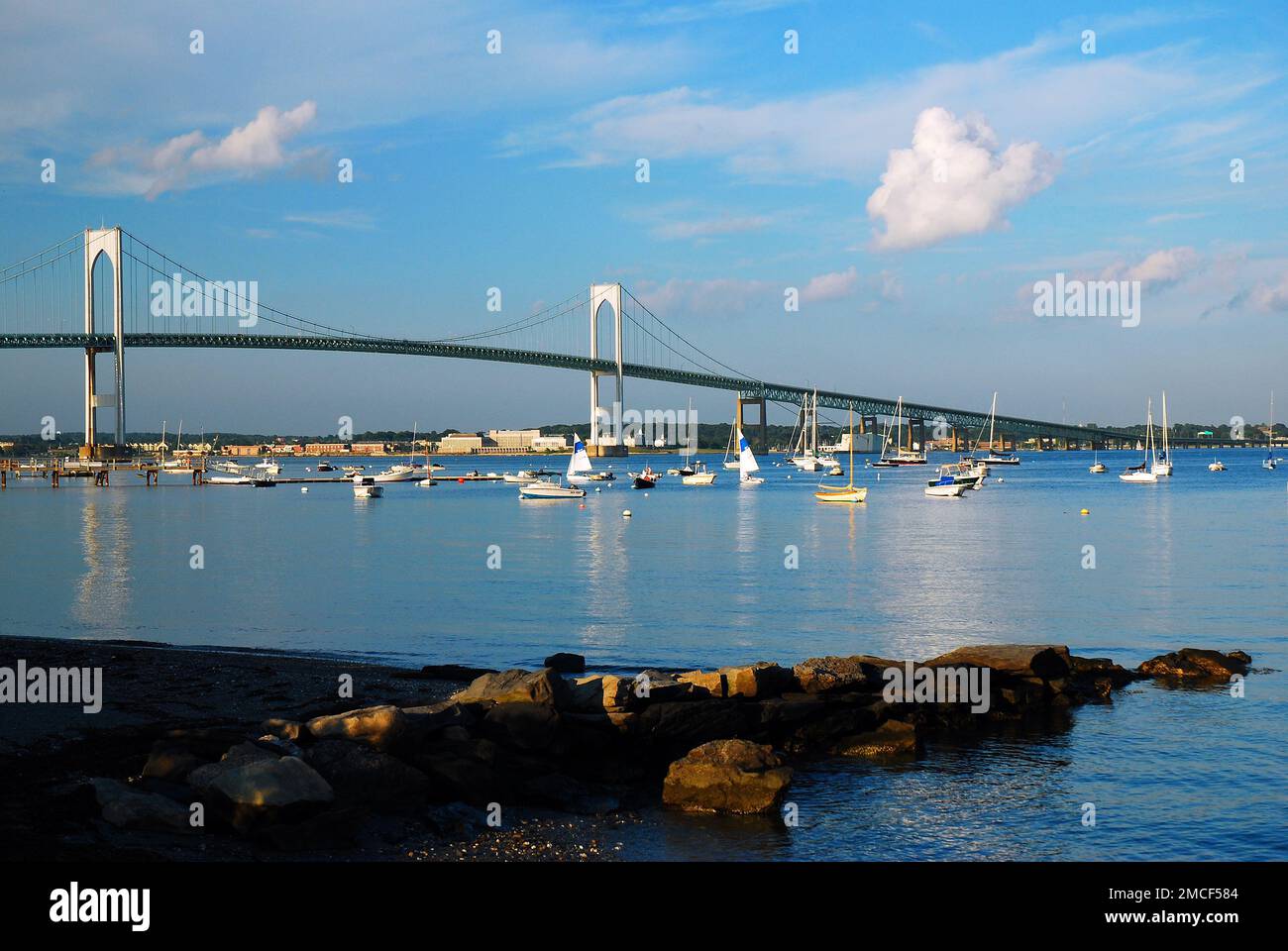 The Newport Pell Bridge connects Jamestown and Newport, Rhode Island ...