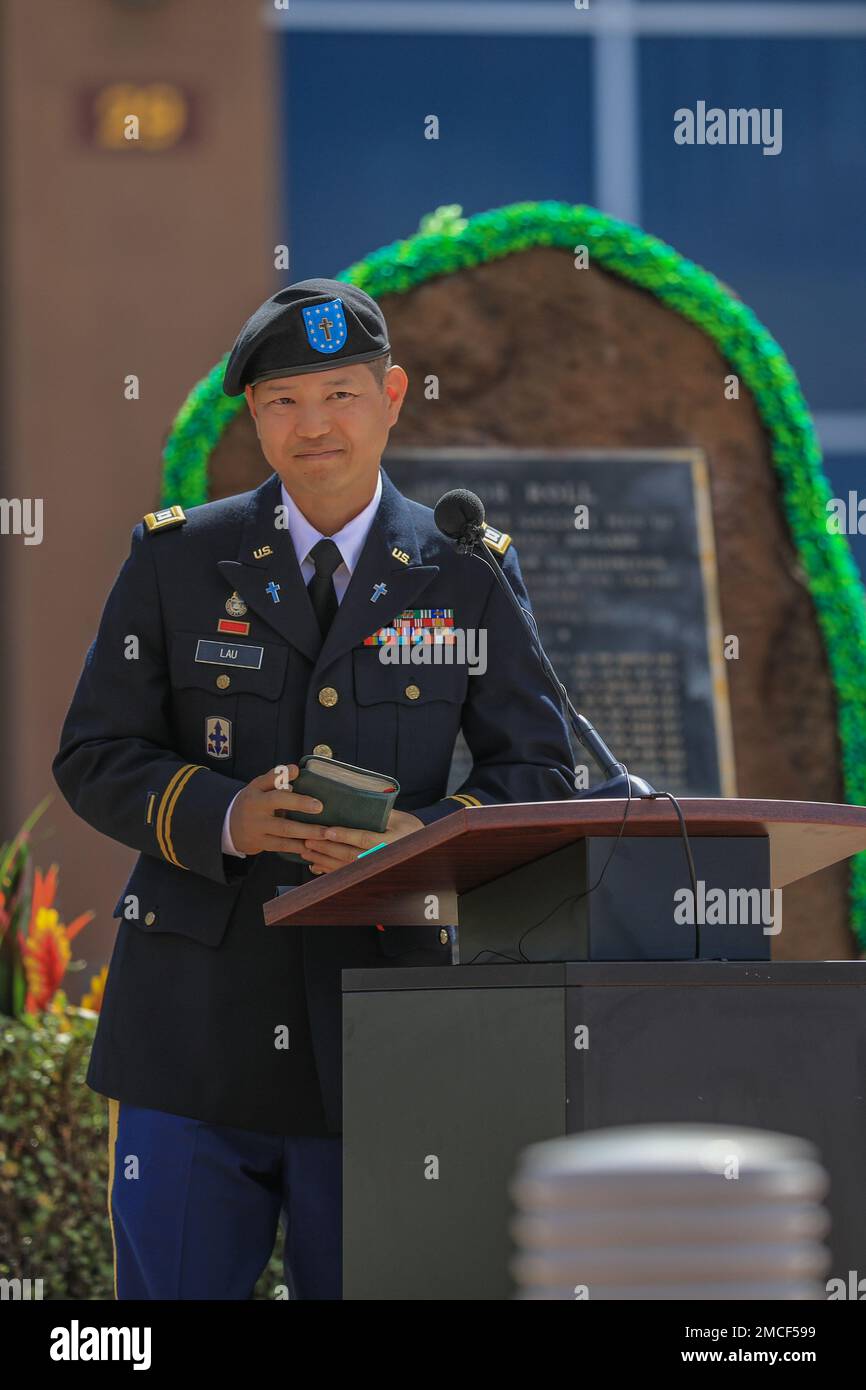 Hawaii Army National Guard Capt. Colin Lau, chaplain of the 29th ...