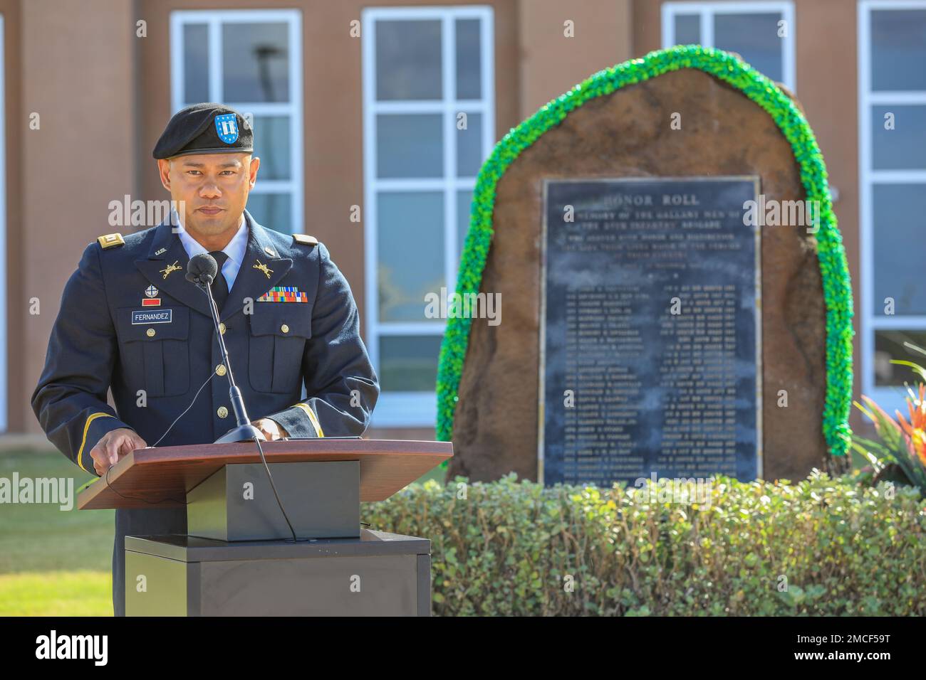 Hawaii Army National Guard Capt. Evie Fernandez, master of ceremonies ...
