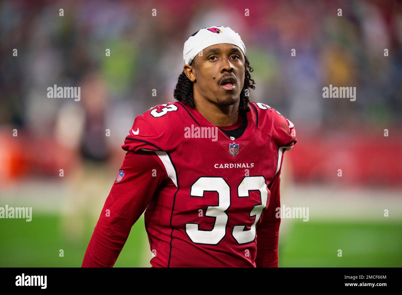 Arizona Cardinals cornerback Antonio Hamilton (33) with his helmet off ...