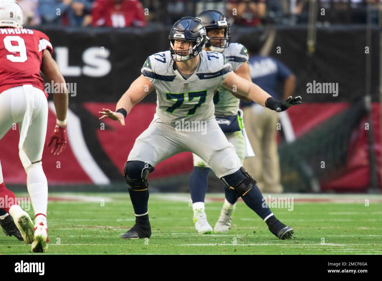 Seattle Seahawks center Ethan Pocic (77) blocks while playing the ...