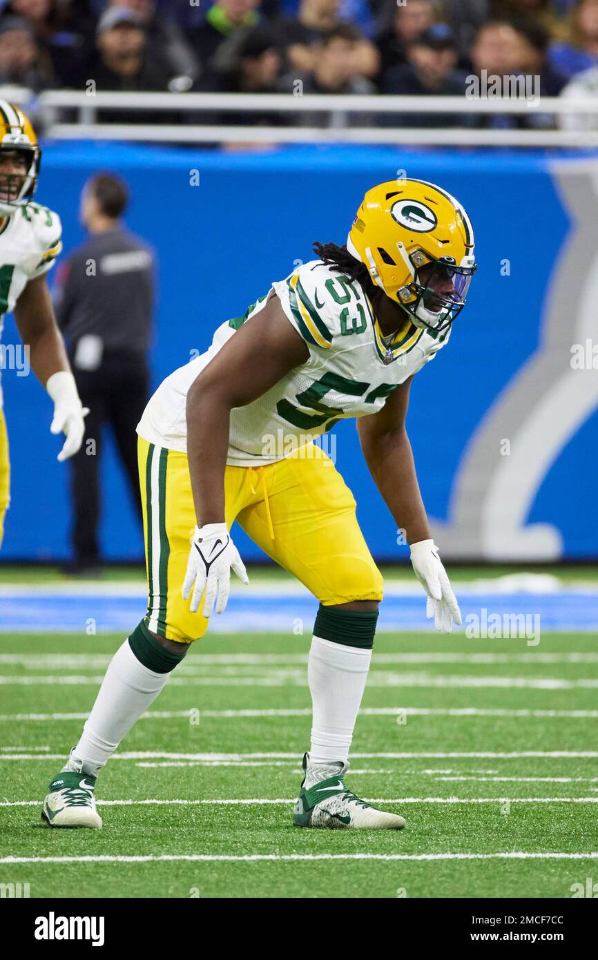 Green Bay Packers linebacker Jonathan Garvin (53) gets set on defense ...