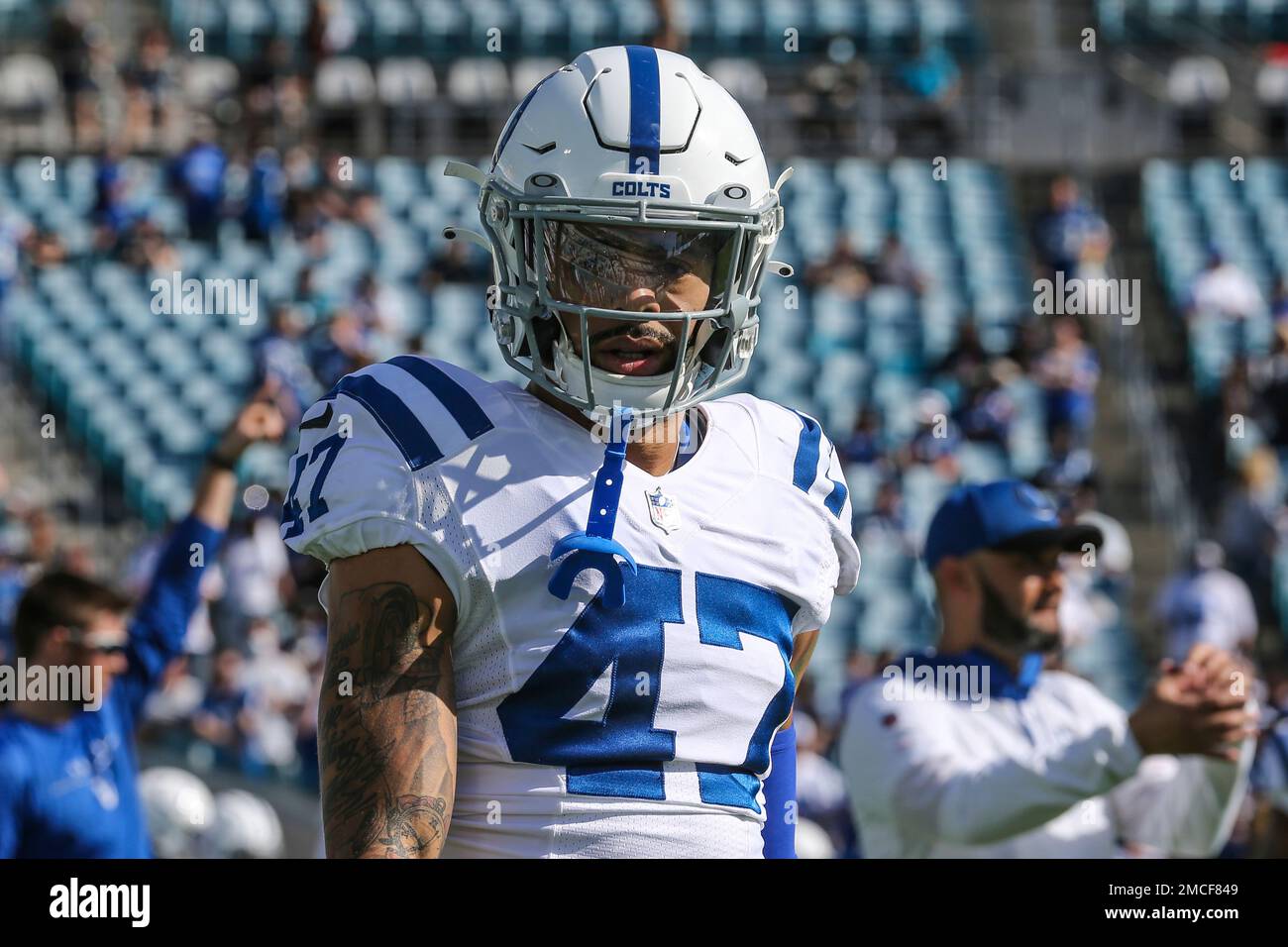 Indianapolis Colts cornerback Anthony Chesley (47) during warm-ups ...