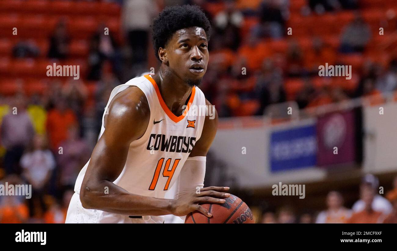 Oklahoma State guard Bryce Williams (14) during an NCAA college ...