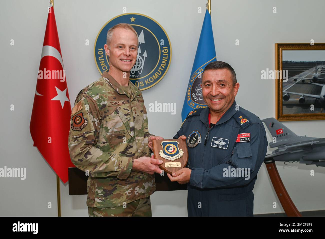 U.S. Air Force Maj. Gen. Derek France (left), Third Air Force commander ...