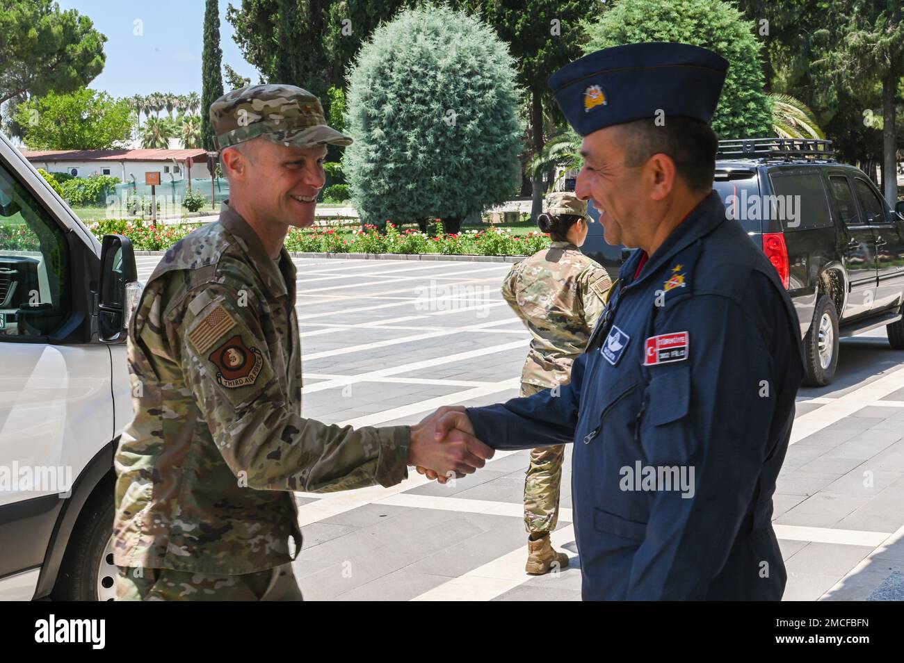 U.S. Air Force Maj. Gen. Derek France (left), Third Air Force commander ...