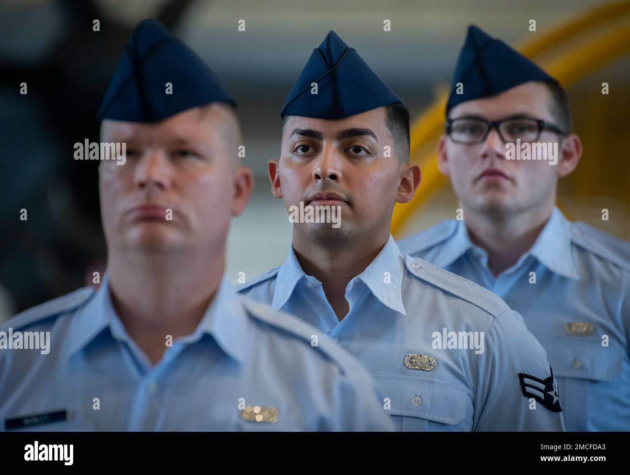 Airmen stand at parade rest during the 96th Test Wing change of command ...