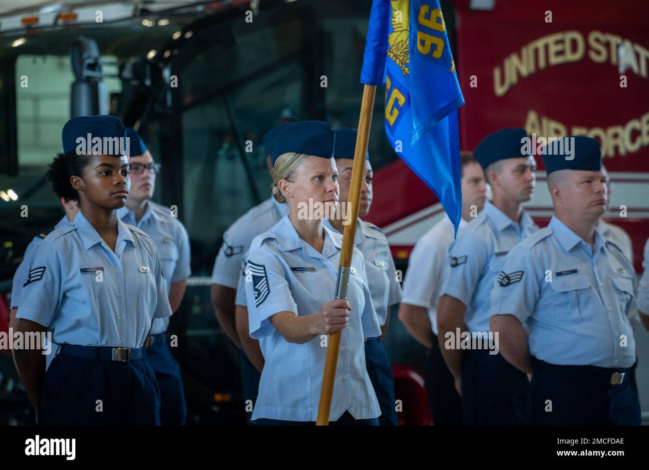 Chief Master Sgt. Karissa Gunter, 96th Mission Support Group, holds the ...