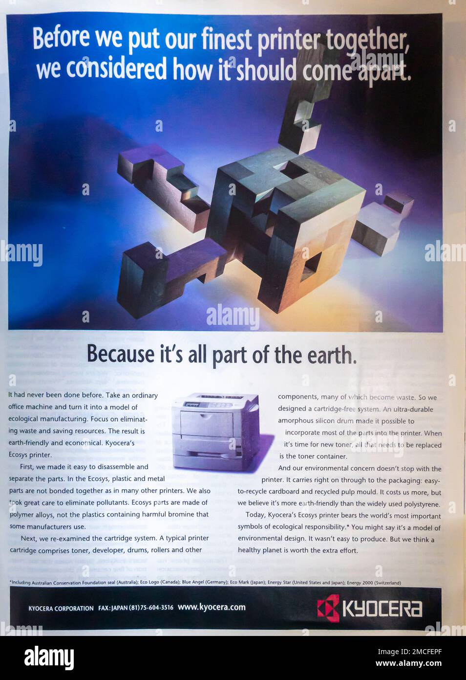 Kyocera Ecosys printer advert in a magazine 1999 Stock Photo - Alamy