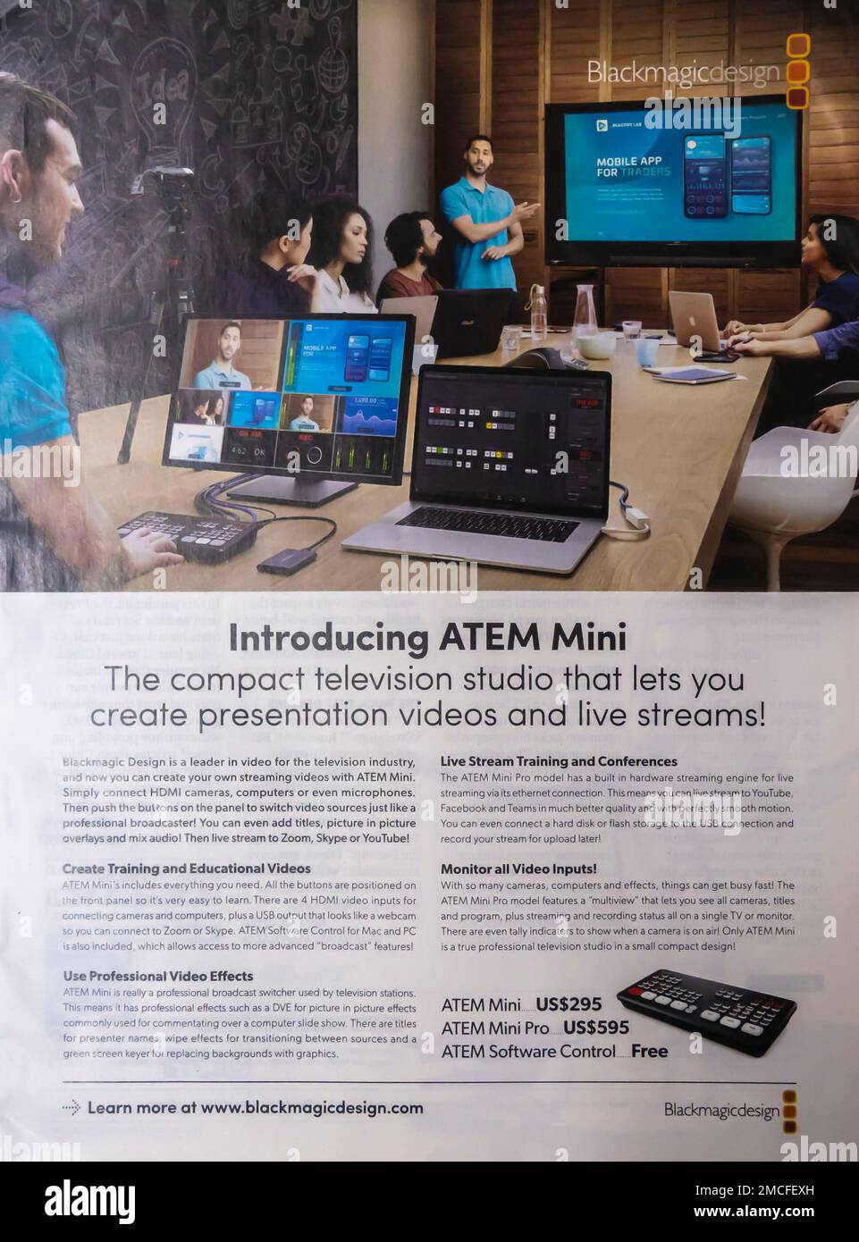 Blackmagic design ATEM mini studio advert in a magazine 2020 Stock ...