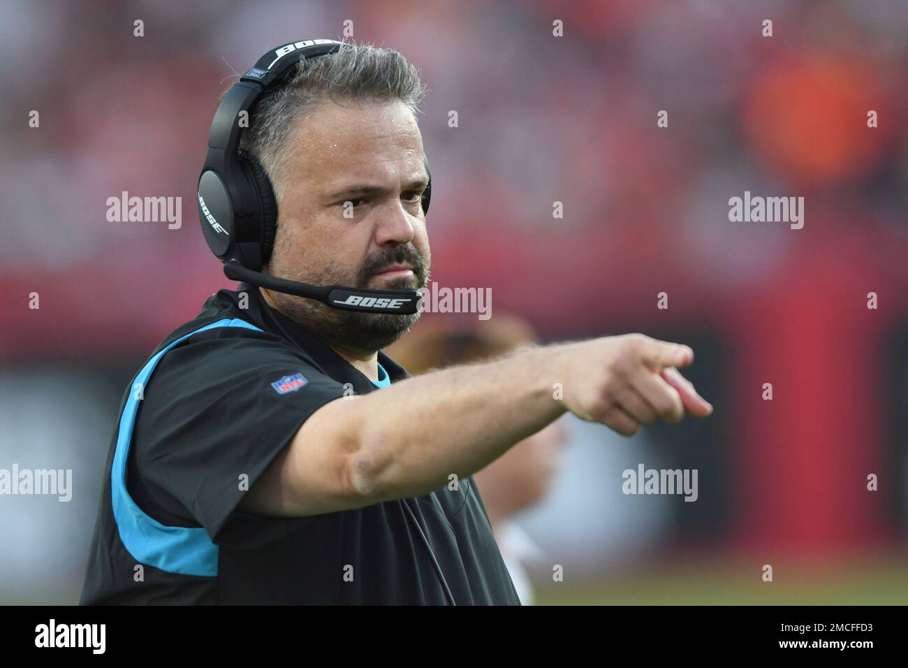 Carolina Panthers head coach Matt Rhule during the first half of an NFL ...