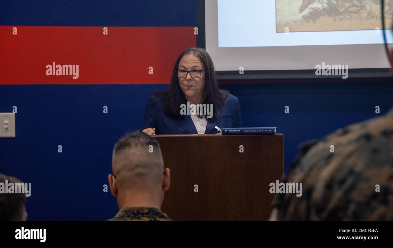 Mrs. Laura Lacy, author of “Ortiz: To Live a Man’s Life”, leads a ...
