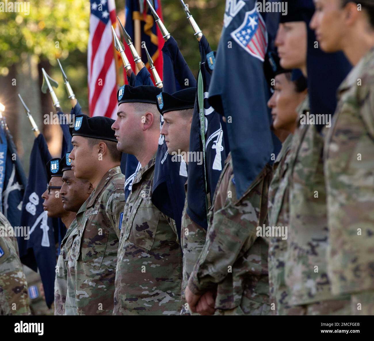 Company commanders in the 193rd Infantry Brigade watch as Col. Scott C ...