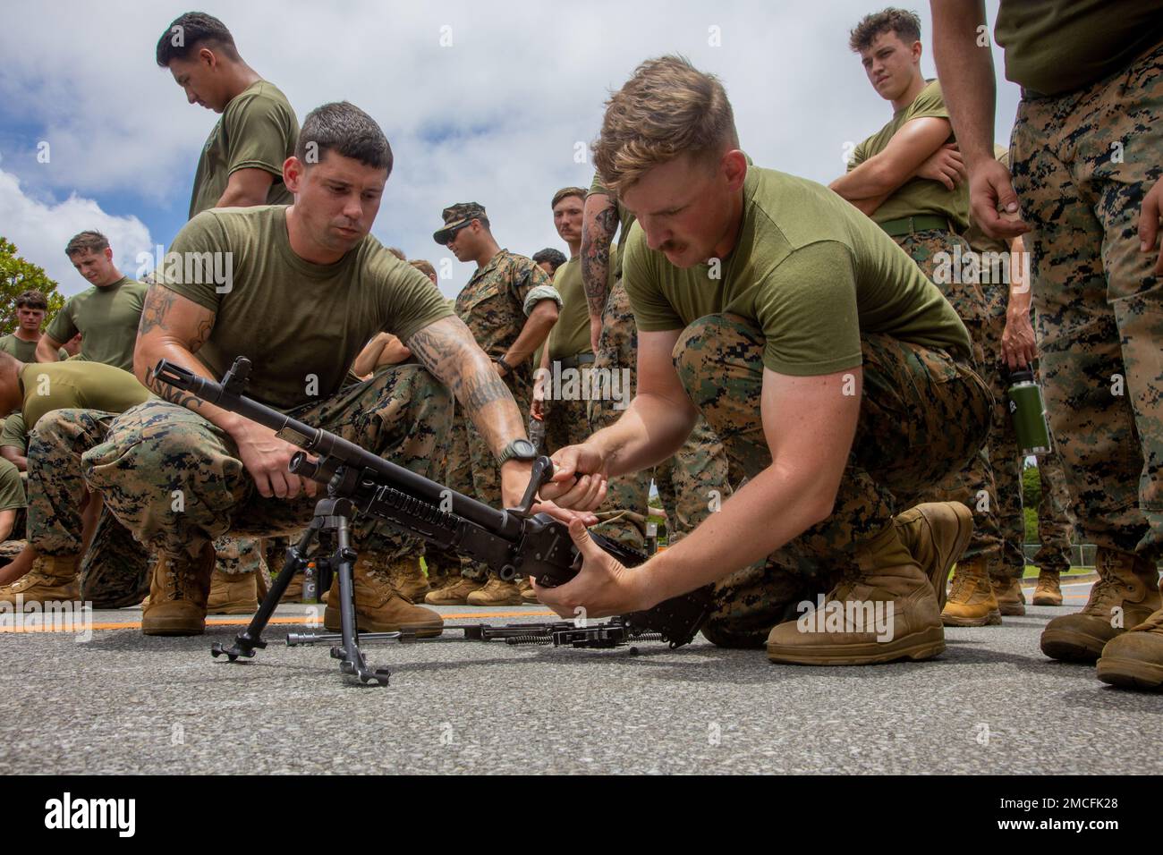 U.S. Marines with 3d Battalion, 3d Marines participate in M240B machine ...