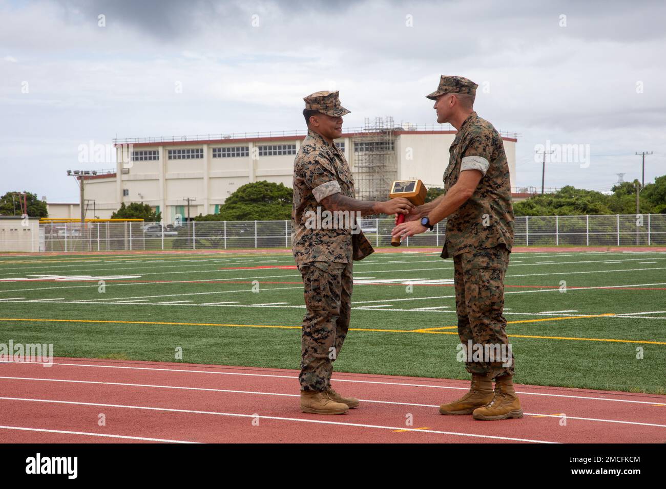U.S. Marine Corps Sgt. Major Ryan Eldredge (right), the battalion ...