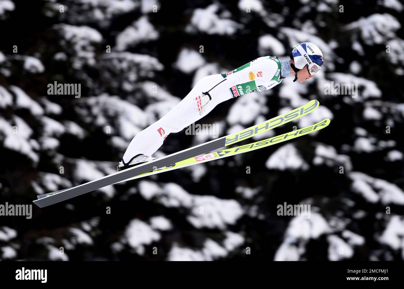 Austria's Johannes Lamparter soars through the air during the Men's ...