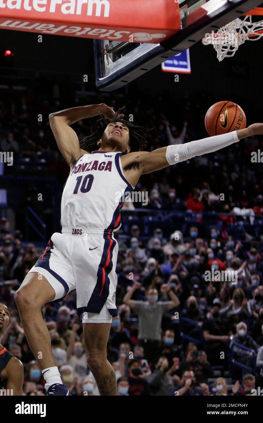 Gonzaga guard Hunter Sallis comes down from his dunk during the first ...