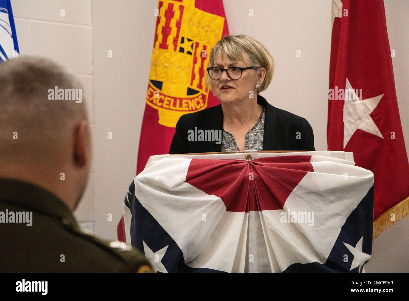 Patricia Turner speaks during the memorialization ceremony of a ...