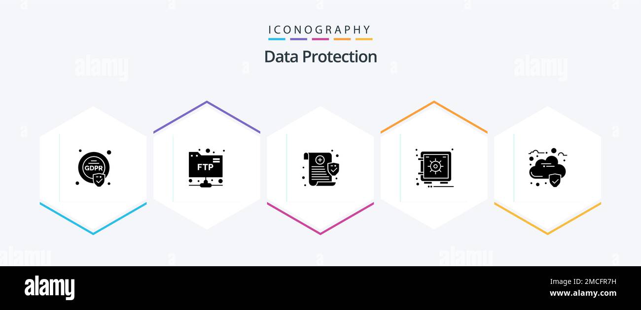 Data Protection 25 Glyph icon pack including security. cloud. data ...