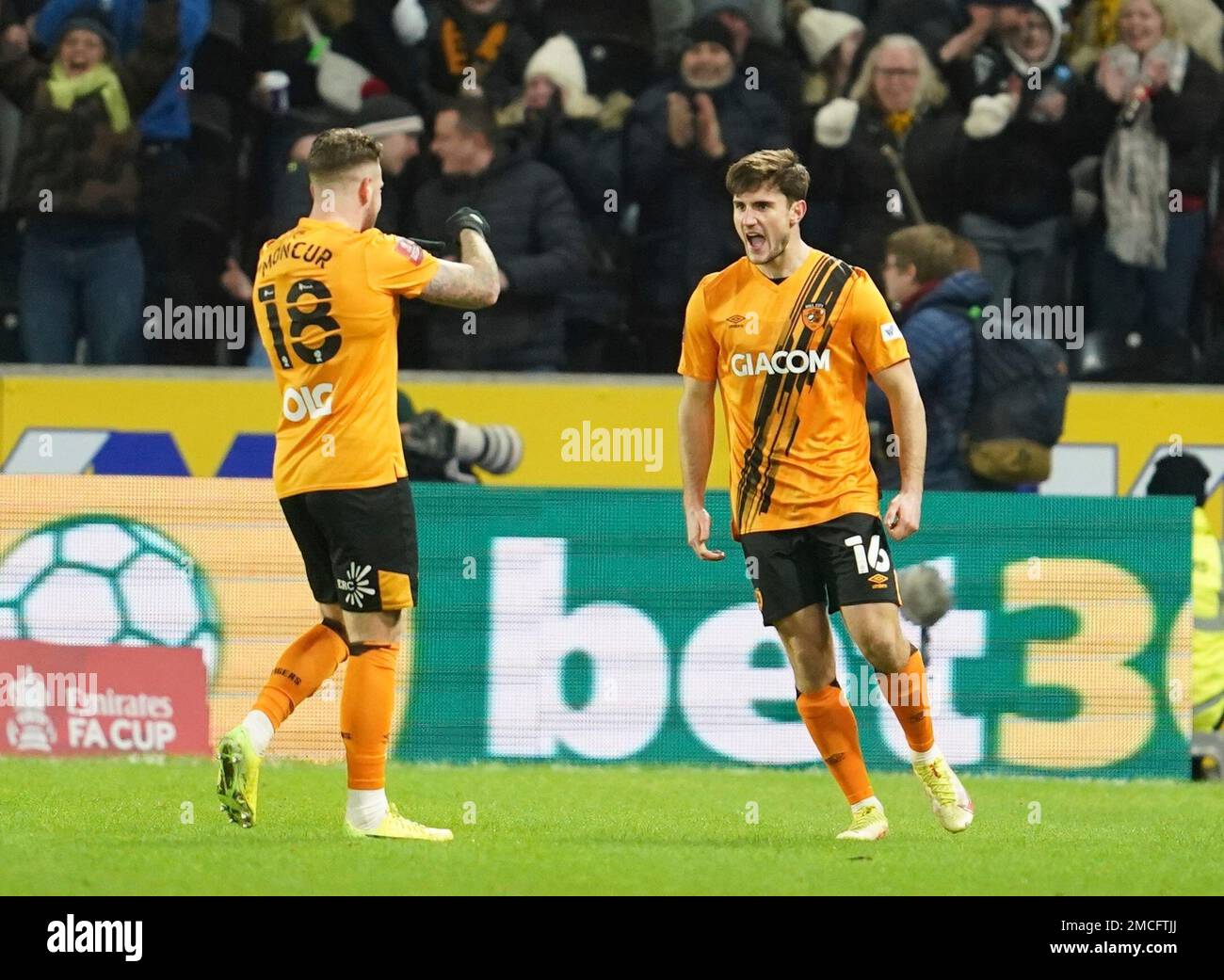 Hull City's Ryan Longman, right, celebrates after scoring his side's ...