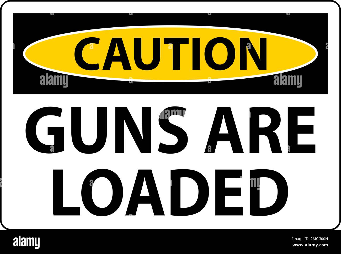 Caution Gun Owner Sign, Guns Are Loaded Stock Vector Image & Art - Alamy