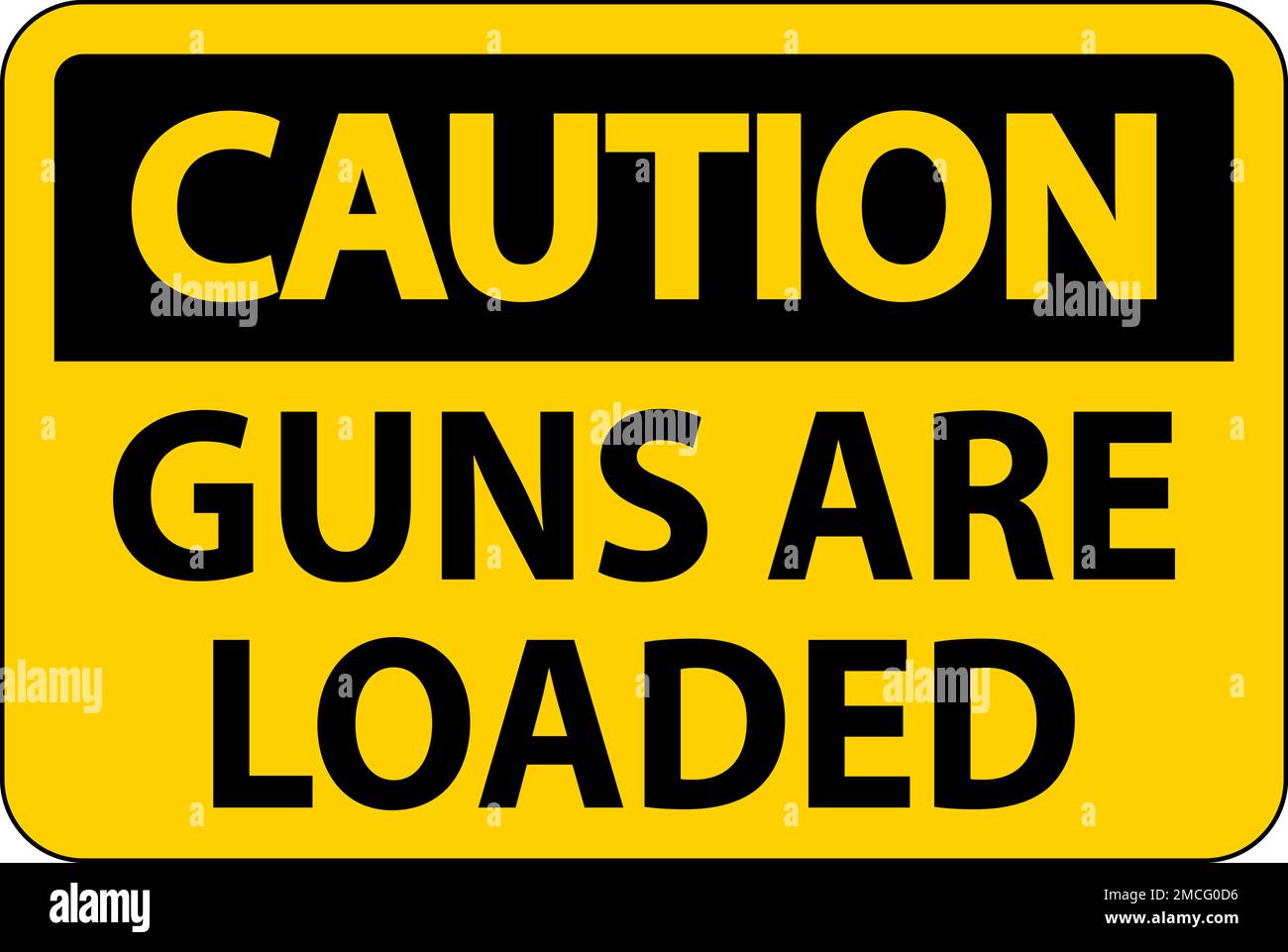 Caution Gun Owner Sign, Guns Are Loaded Stock Vector Image & Art - Alamy