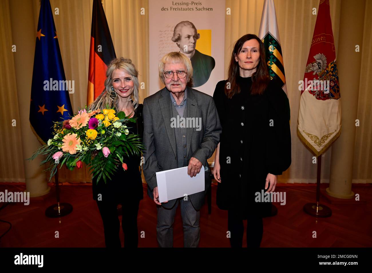 Sarah Lesch,Andreas Reimann,Heike Geißler bei der Preisverleihung des ...