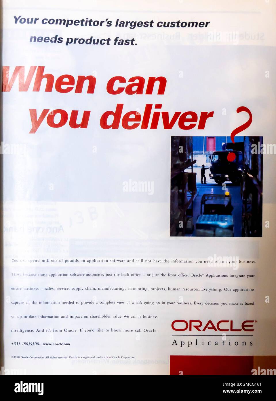 Oracle advert in a Time magazine 1999 Stock Photo - Alamy