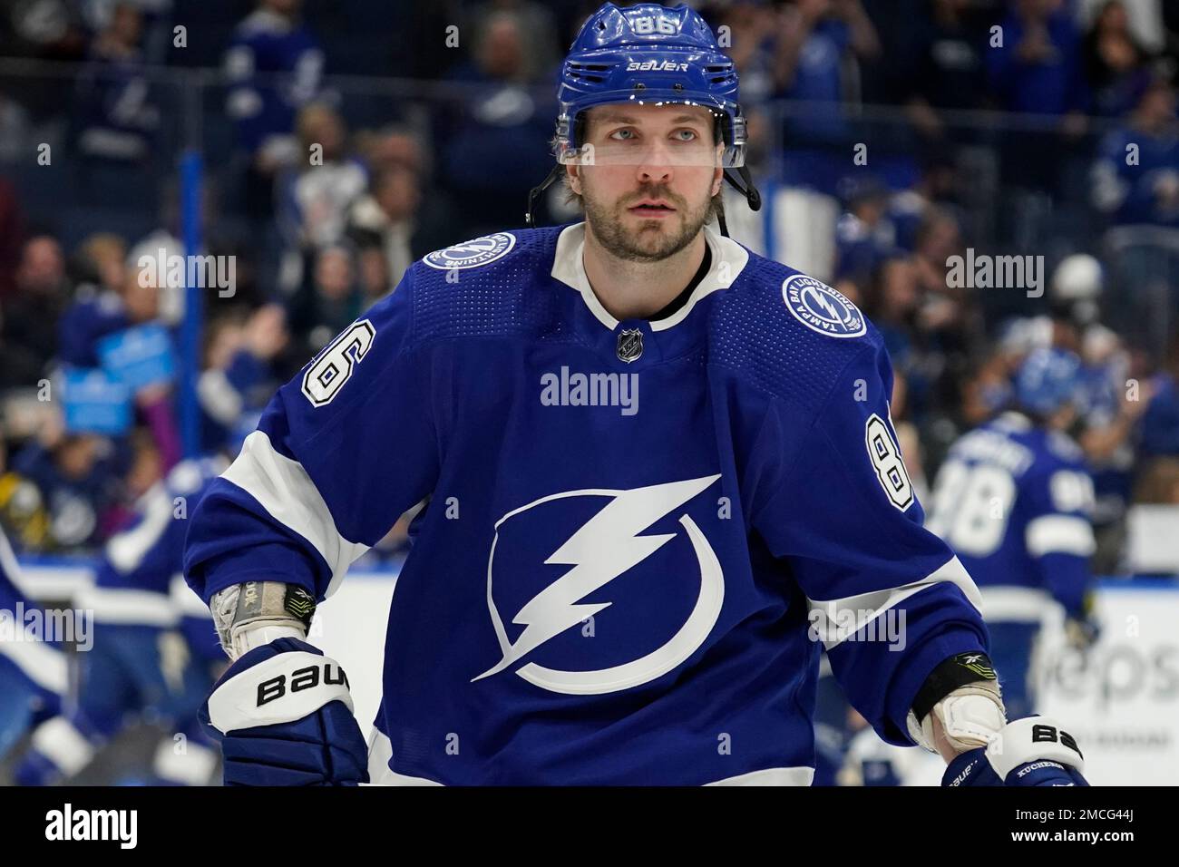 Tampa Bay Lightning right wing Nikita Kucherov (86) before an NHL ...