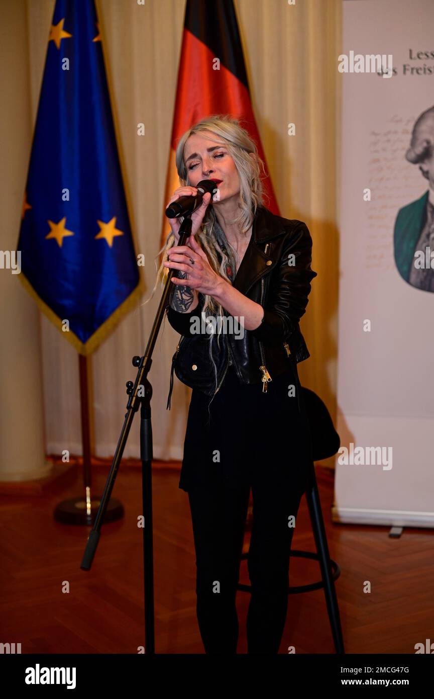 Sarah Lesch bei der Preisverleihung des Lessing-Förderpreises 2023 im ...