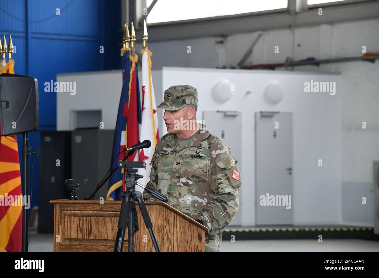 Col. Michael R. Kaloostian, 2nd Theater Signal Brigade Commander, gives ...