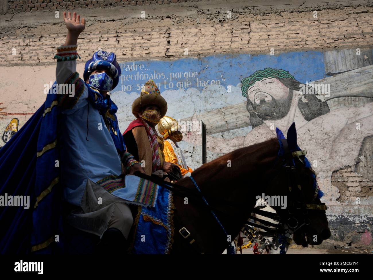 Mounted Police officers, from left, Javier Becerra, Jorge Luis Brenis ...