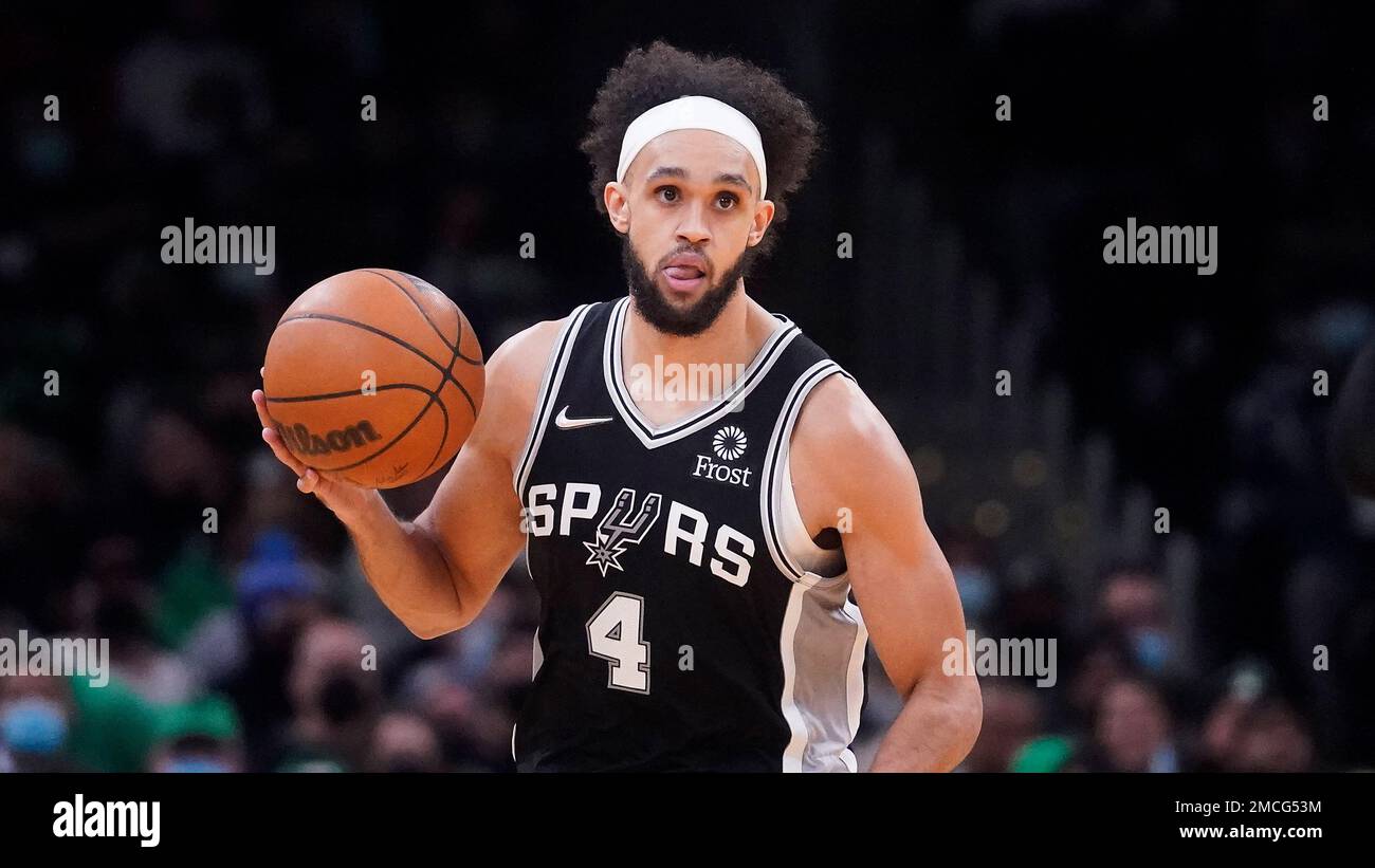 San Antonio Spurs guard Derrick White (4) during an NBA basketball game ...