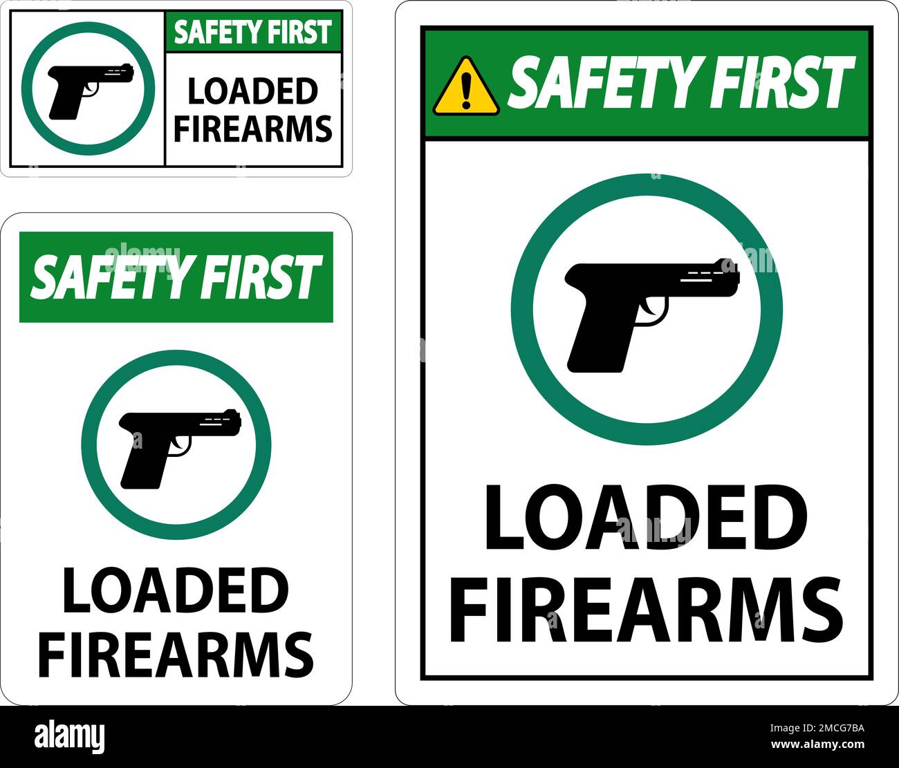 Gun Owner Sign Safety First, Loaded Firearms Stock Vector Image & Art ...