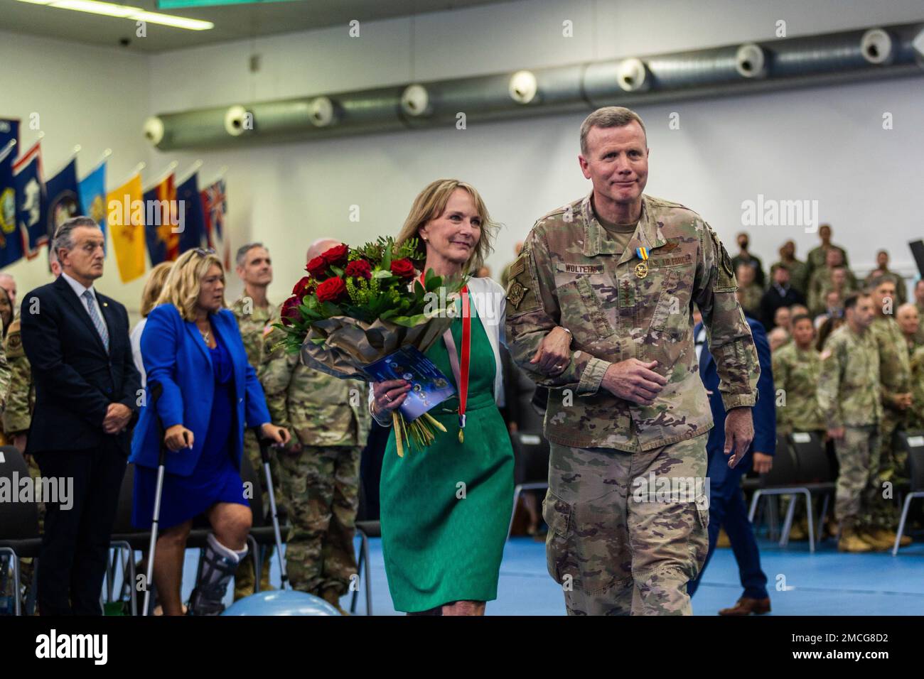 U.S. Air Force Gen. Tod D. Wolters and his wife Charlene walk together ...